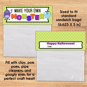 Make Your Own Monster | Halloween Favor Favor Bag Topper Printable ...