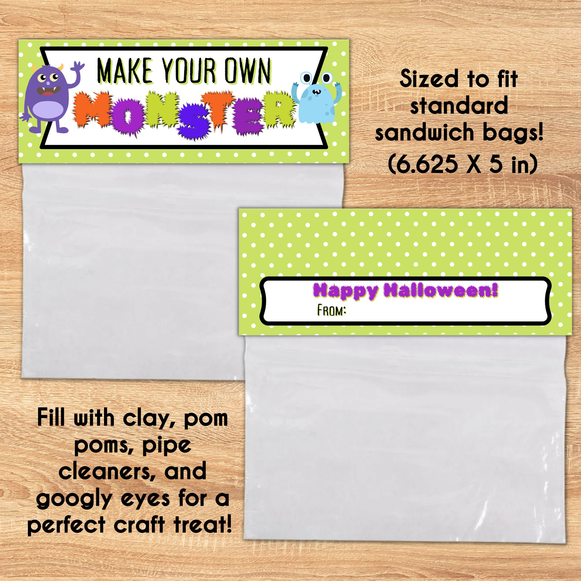 Make Your Own Monster Halloween Favor Favor Bag Topper - Etsy