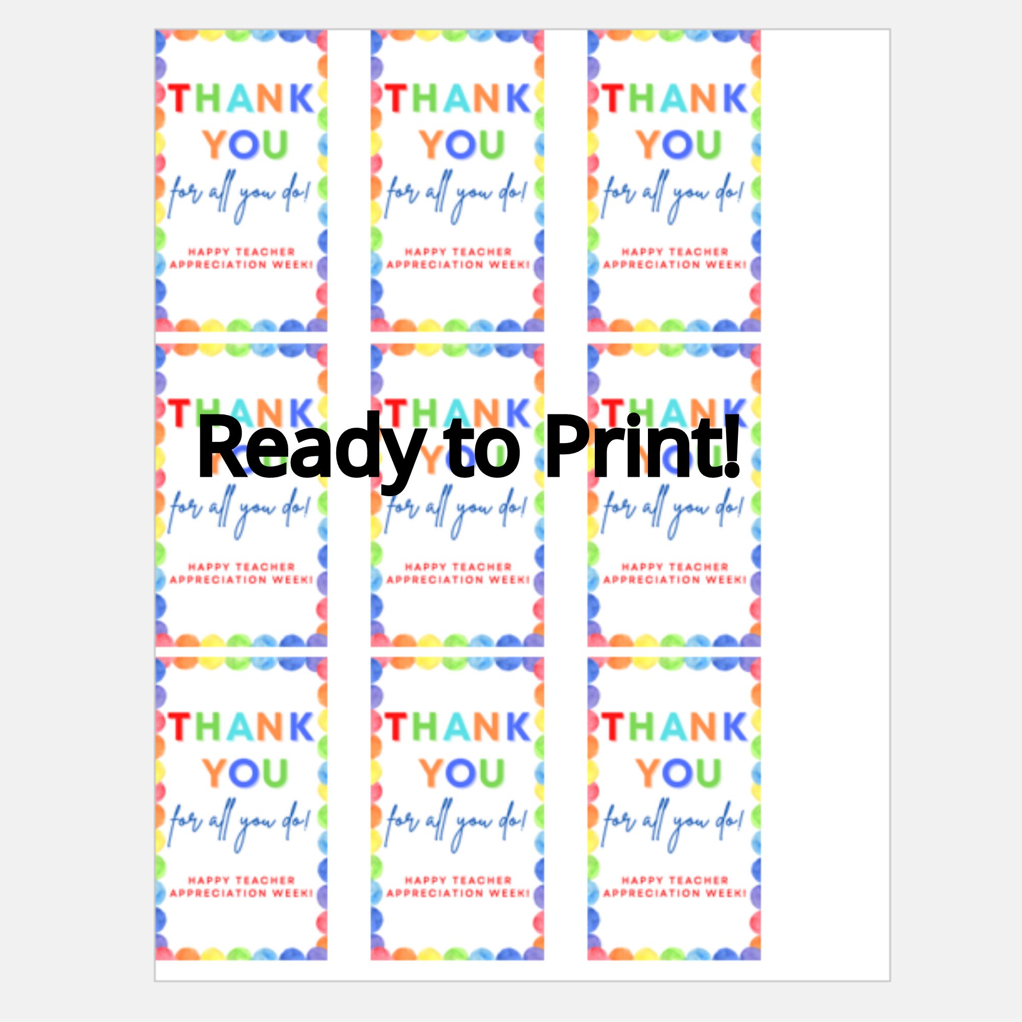 Teacher Appreciation Week | Teacher Gift | Thank You Gift Tag | Gift ...