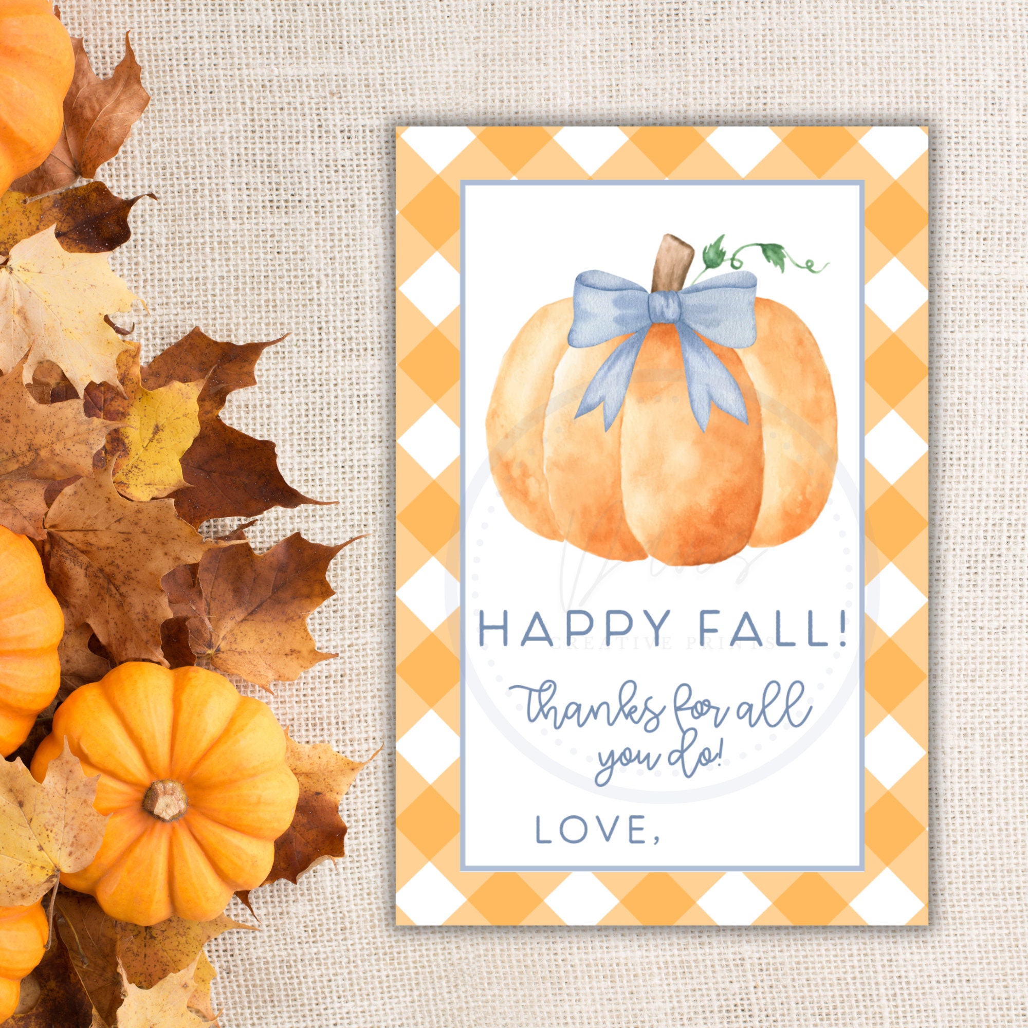 Happy Fall Tag Pumpkin Favor Tag Fall Thank You Tag Autumn Favor Tag ...