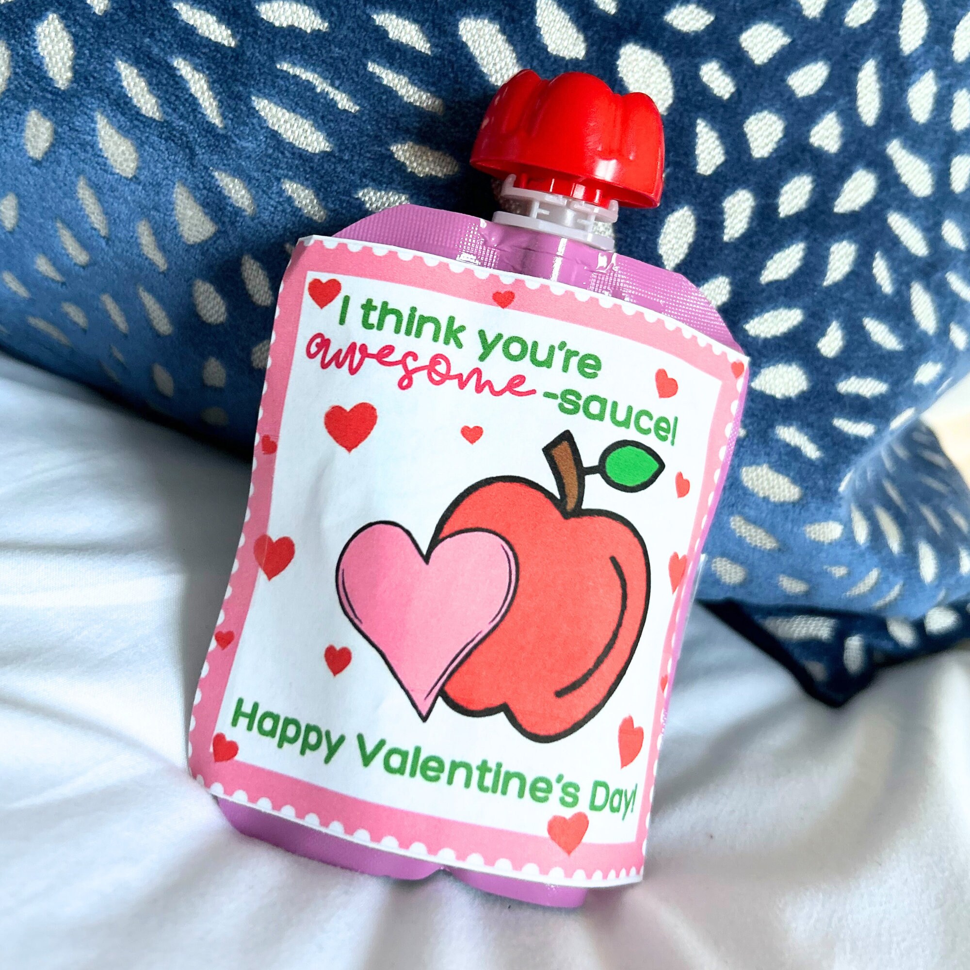 Applesauce Pouch Valentine's Day Gift Tags | Class Valentines (digital ...