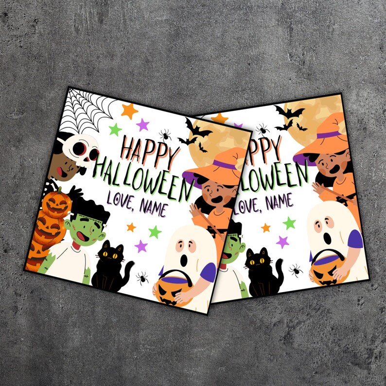 Editable Halloween Tag | Kids Treat Bag Template (canva) - Etsy