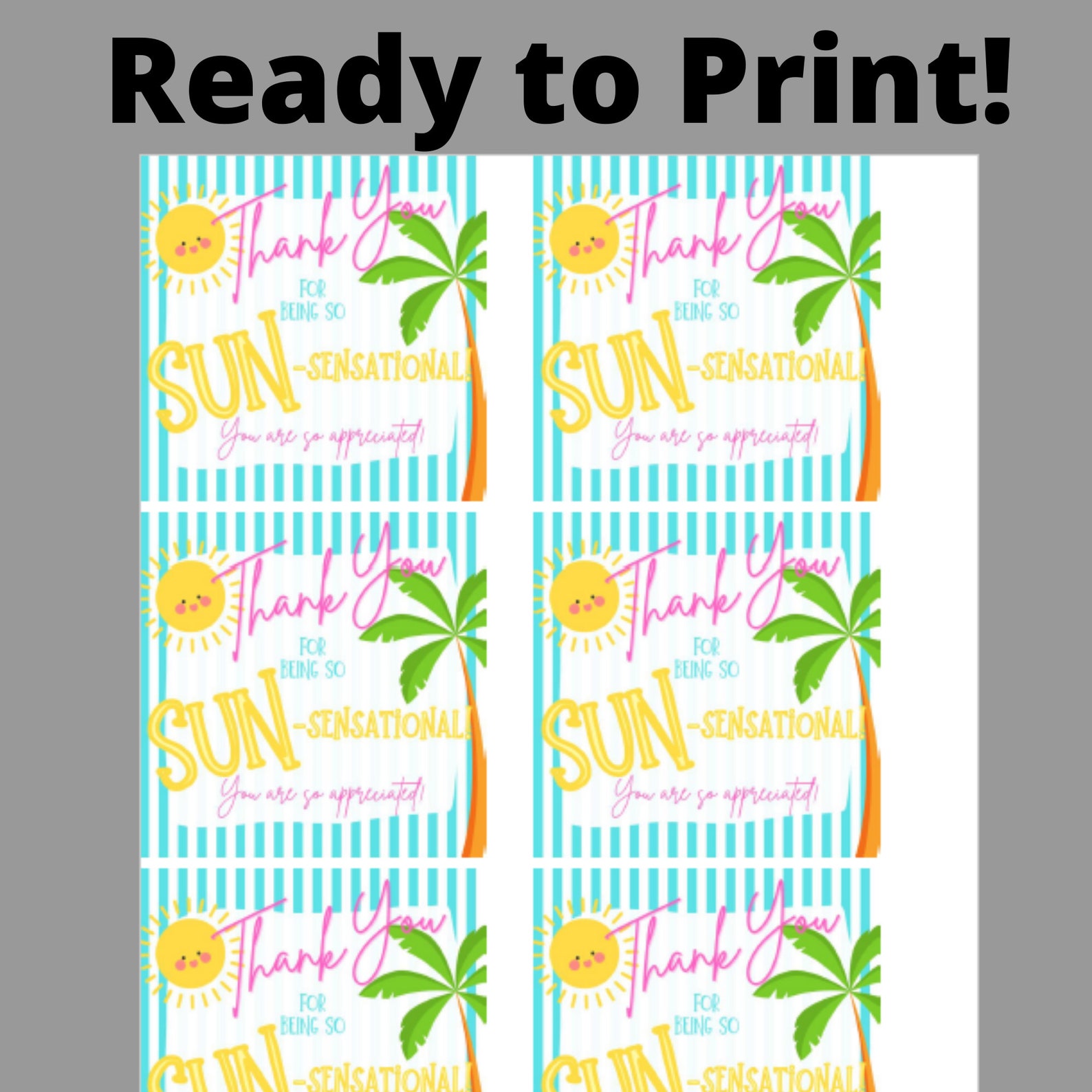 Thank You Tag Thank You for Being so Sun-sational Thank - Etsy