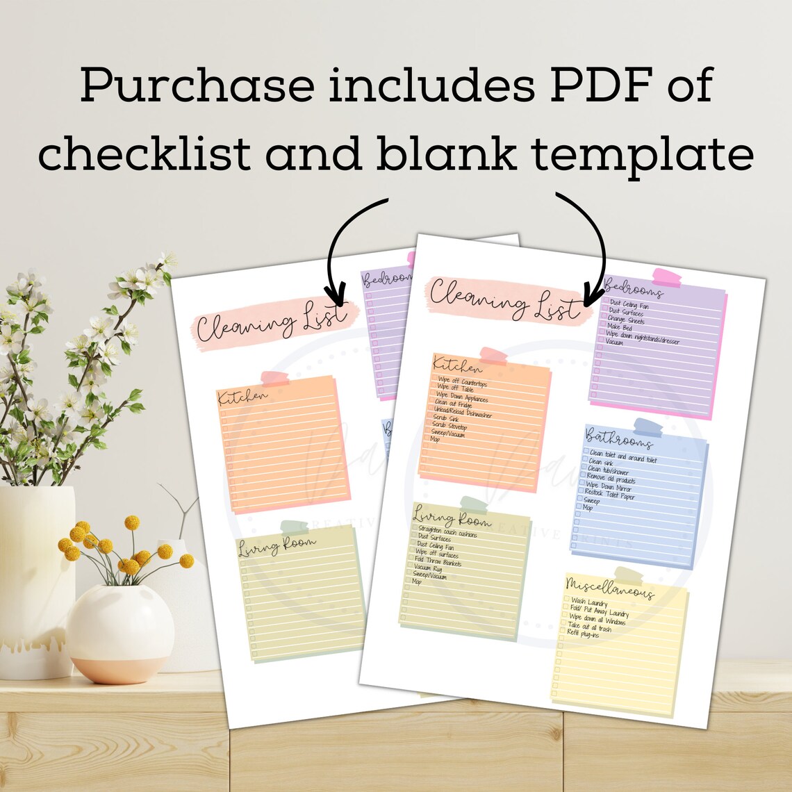 Cleaning Checklist Template Cleaning Planner Cleaning Checklist ...