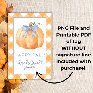 Happy Fall Tag | Pumpkin Favor Tag | Fall Thank You Tag| Autumn Favor ...