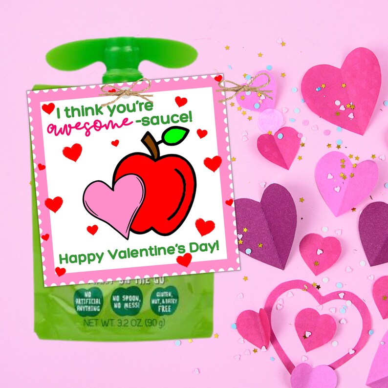 Valentines Day Gift Tags Valentine Cards Applesauce Pouch Tag Awesome ...