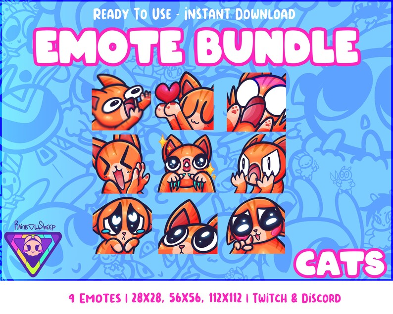 Cat Emote Bundle | Set of 9 | Orange Kitties | for Twitch and Discord ...
