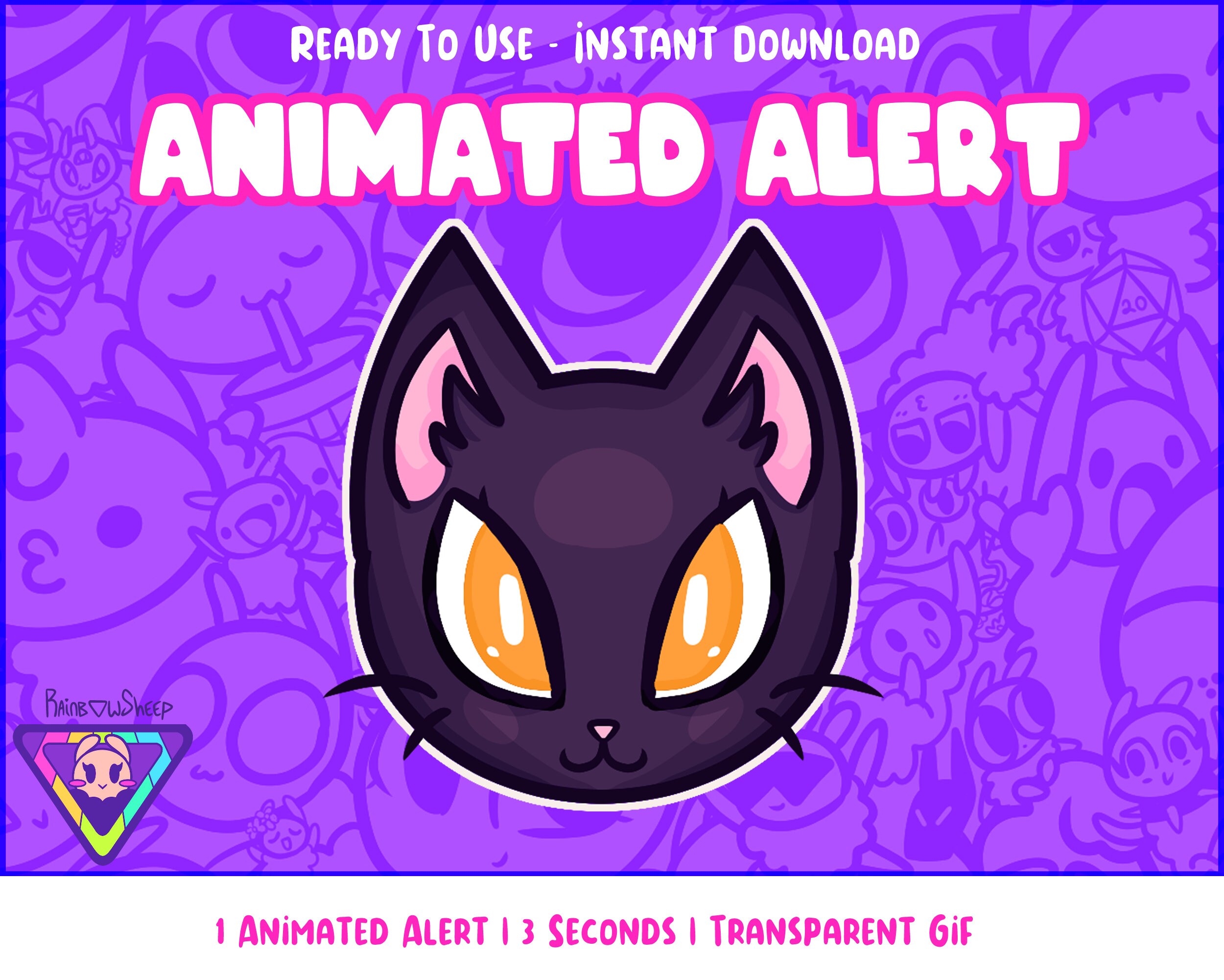 Cat Animation Twitch Alert GIF Animation Animated Alert Streaming ...
