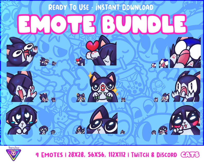 Cat Emote Bundle | Set of 9 | Tuxedo Kitties | for Twitch and Discord ...