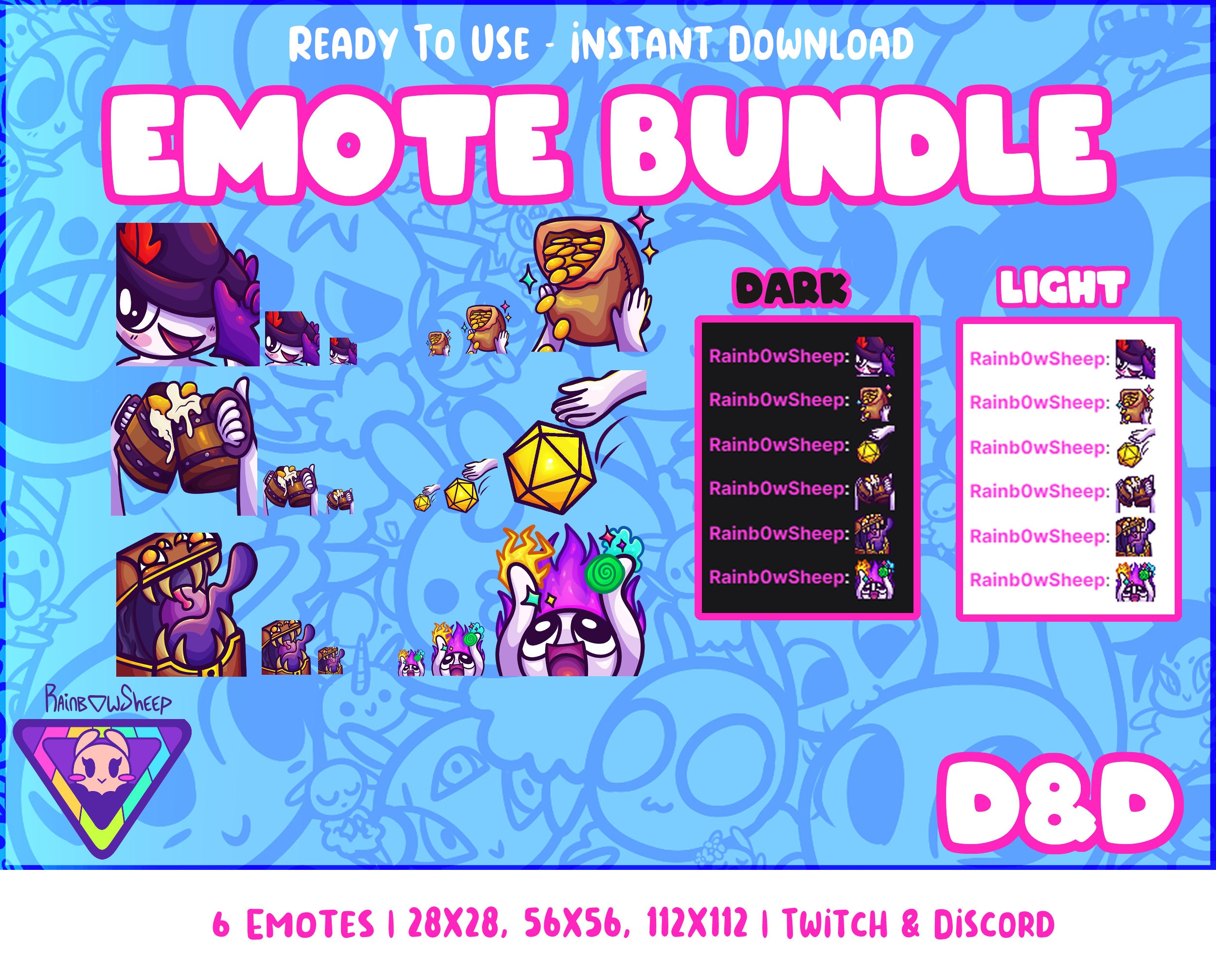 D&D Emote Bundle | Pack 2 | | Set of 6 | for Twitch and Discord ...