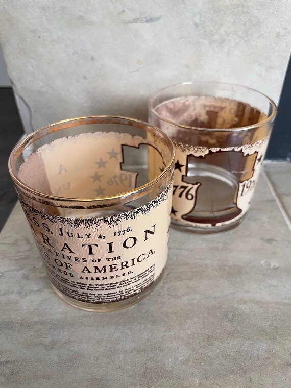 Two Declaration of Independence Glasses vintage - Etsy