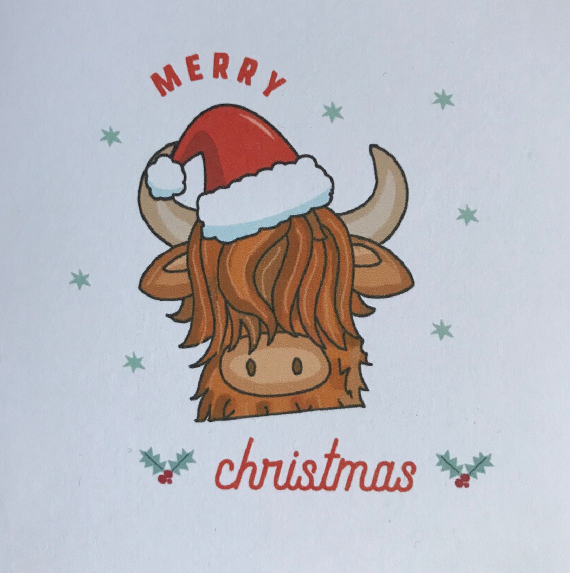 Highland Cow Christmas Card, Highland Cow Card, Cute Highland Cow Card ...
