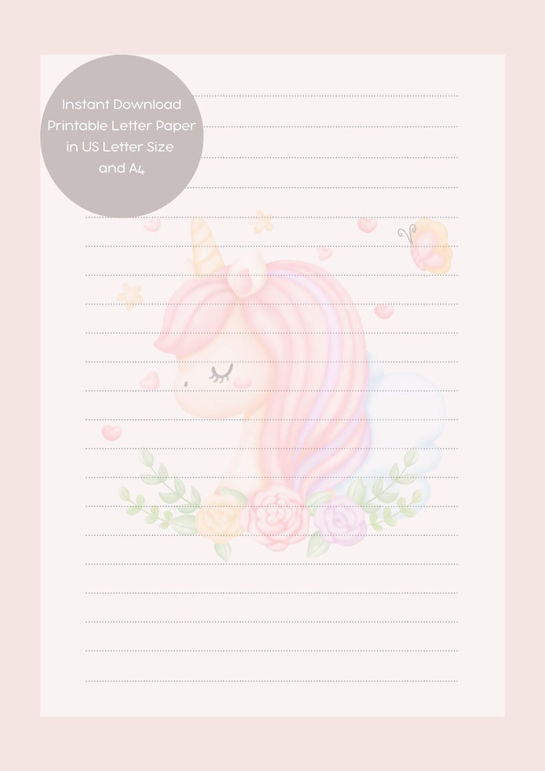 Printable Unicorn Letter Paper, Unicorn Letter Paper Printable ...