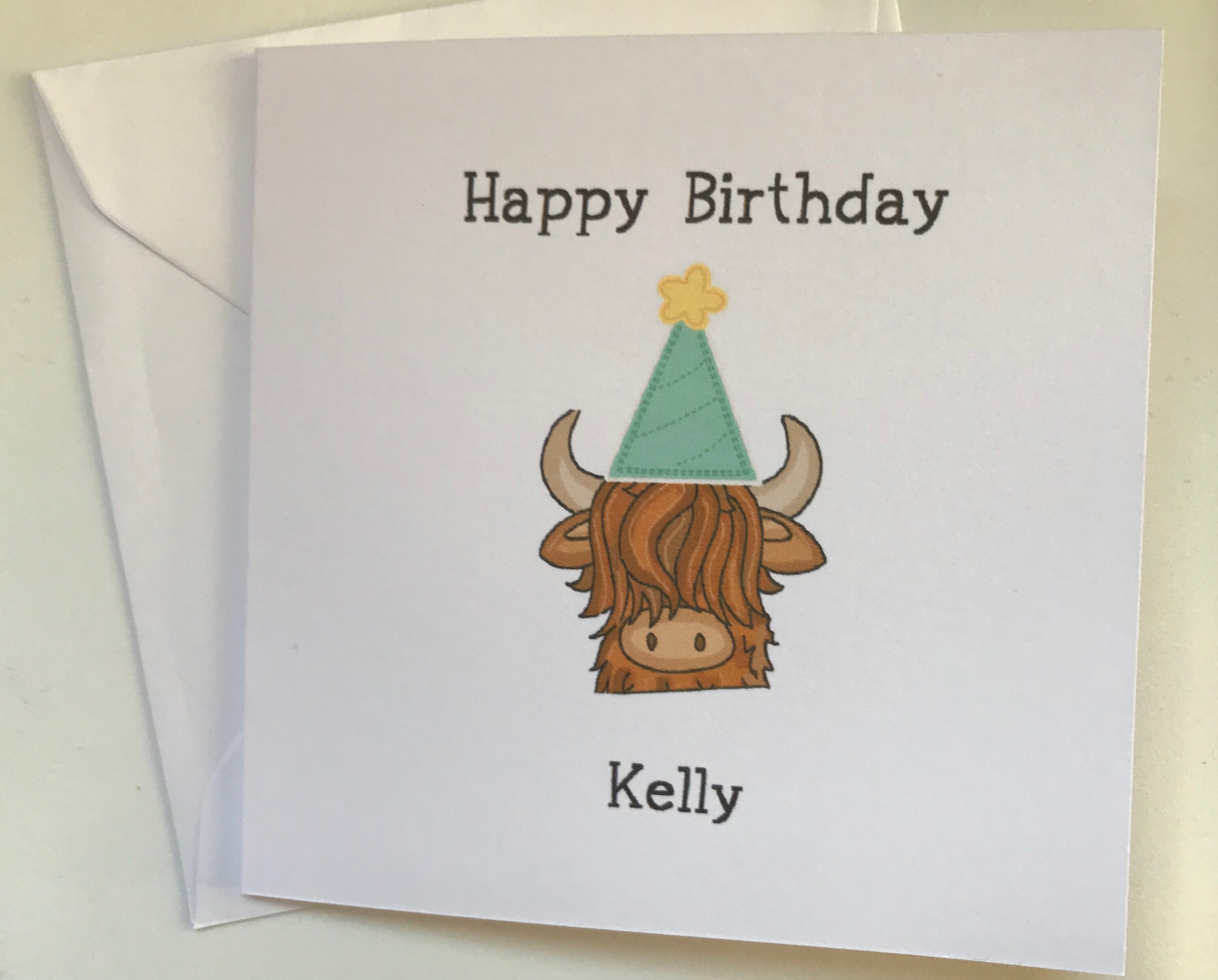 Personalised Highland Cow Birthday Card, Personalised Highland Cow Card ...