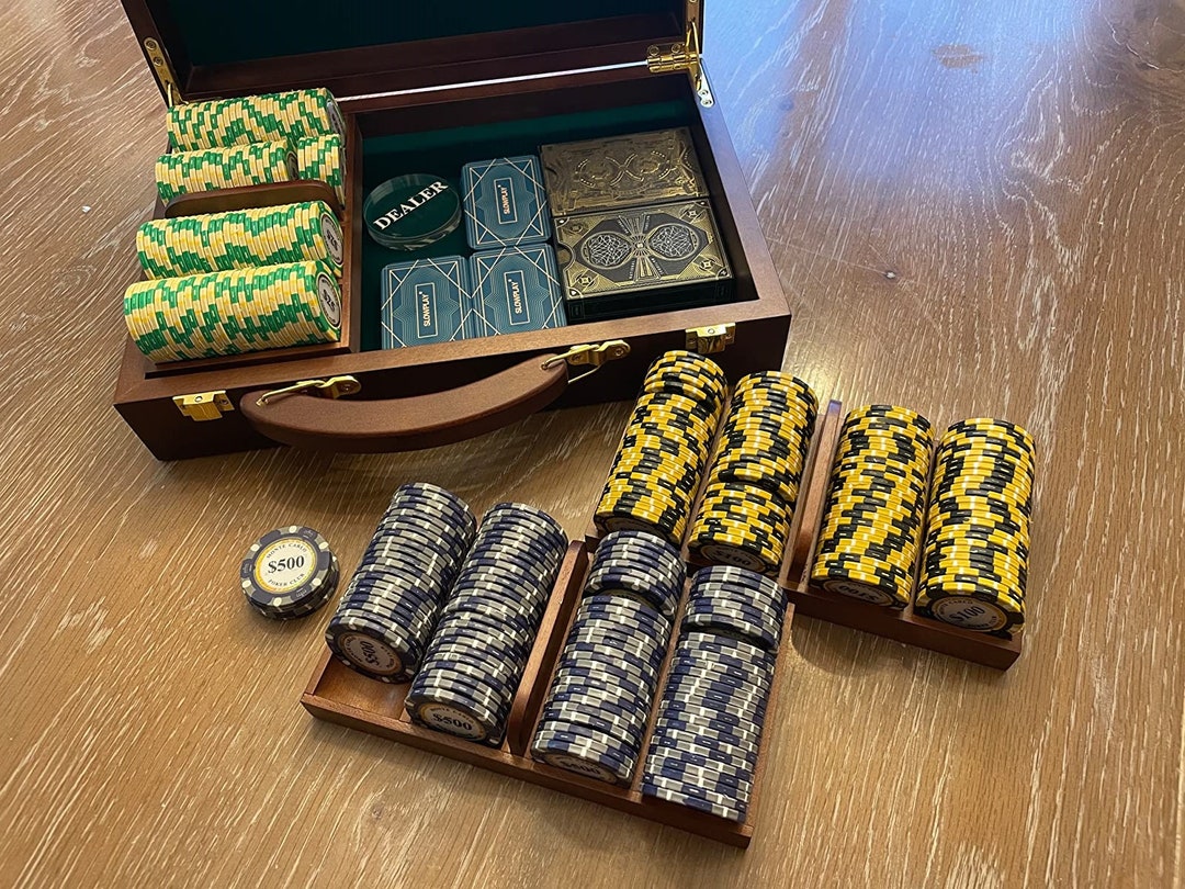 Wooden Poker Chip Set , Oak and Walnut Casino Chip Storage , Casino ...