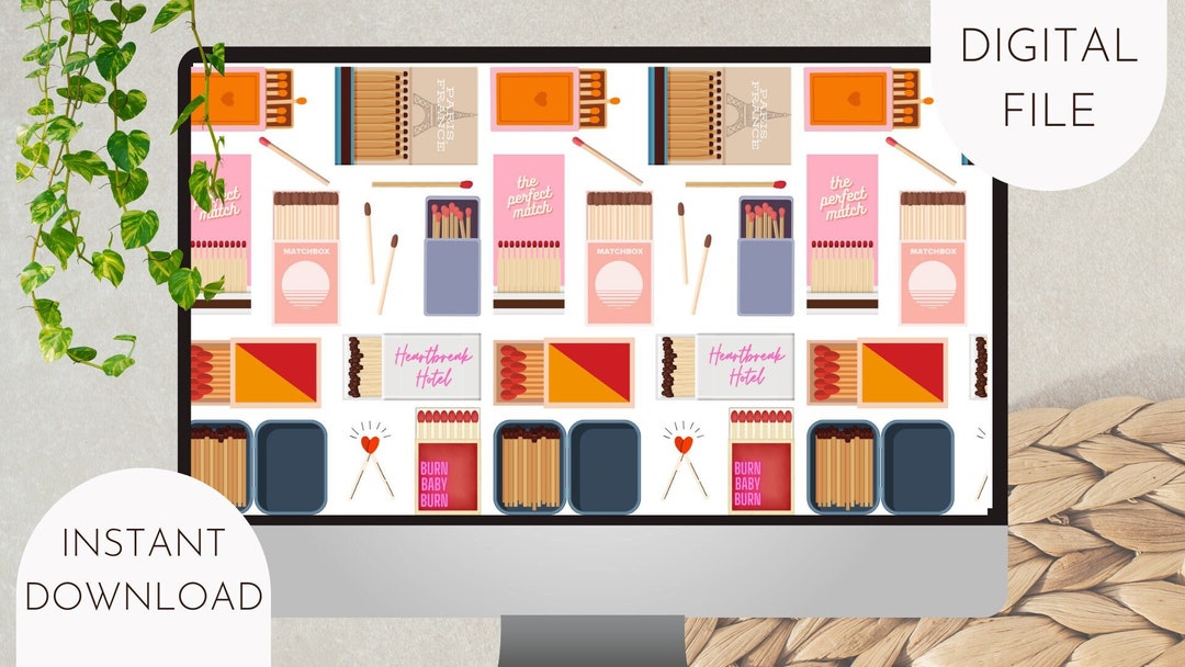 Digital Desktop Wallpaper, Match Box Wallpaper, Digital Download ...