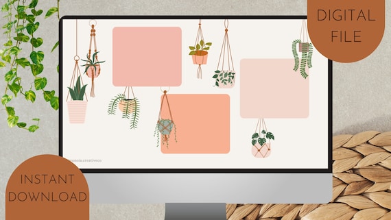 Digital Desktop Wallpaper Hanging Plants Boho Digital | Etsy
