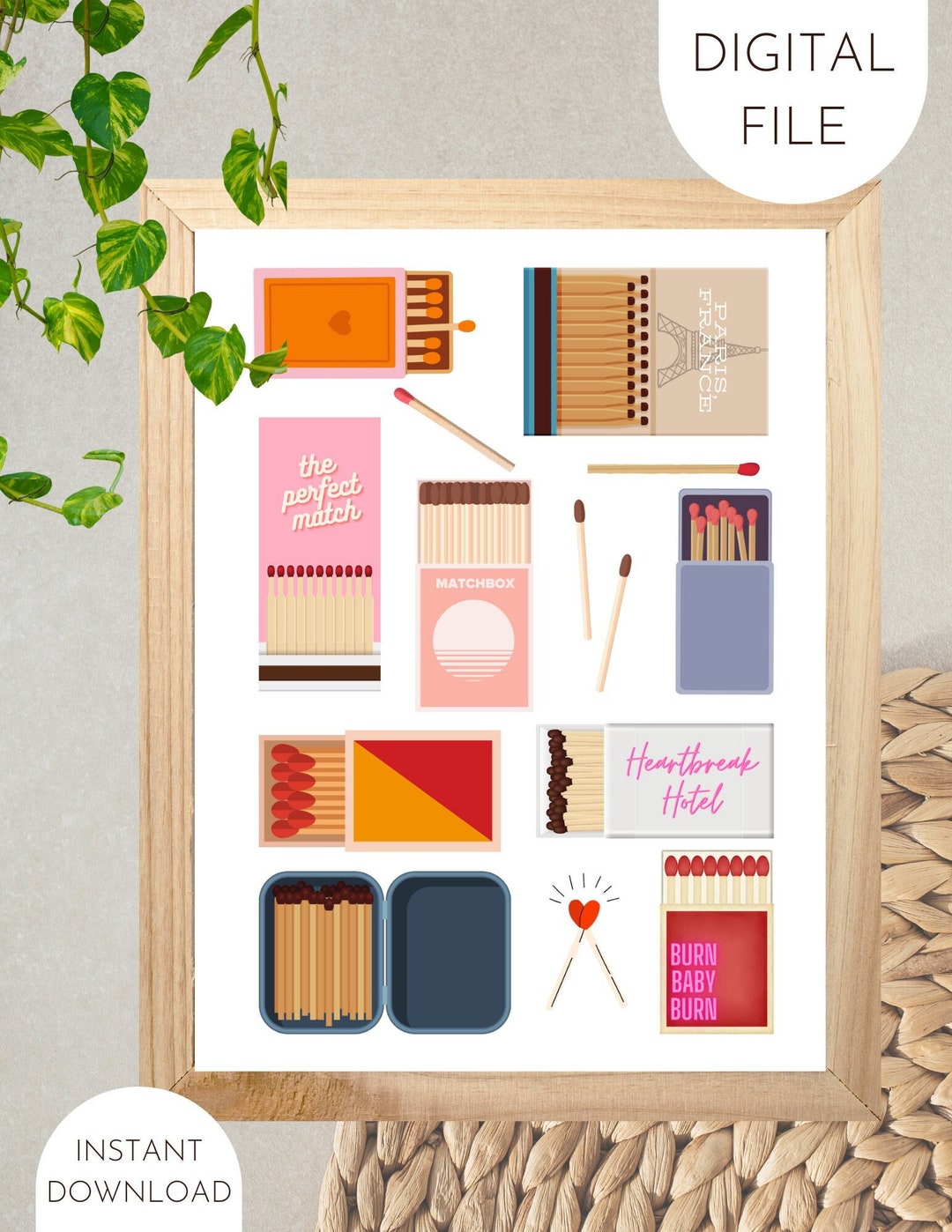 Match Box Print, Match Box Art, Matchbox Digital Download, Digital ...