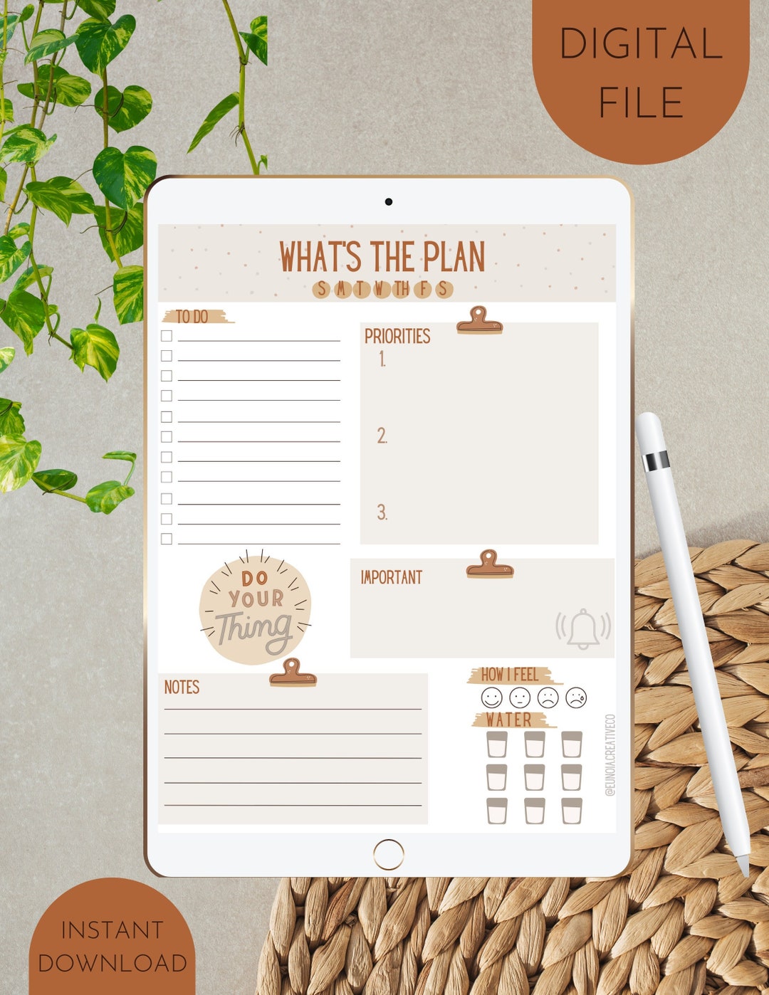 Digital Daily Notepad, Digital Planner, Daily Planner, Agenda, Notepad ...