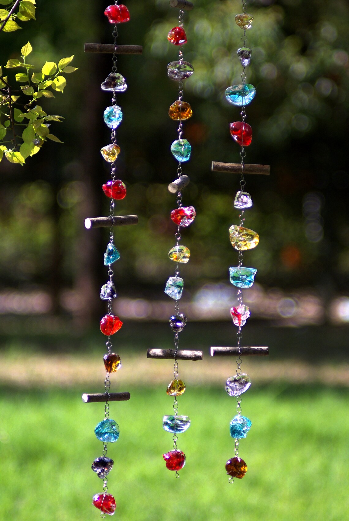 Rain Chains Art Glass Gems Colorful Rainbow Chains - Etsy