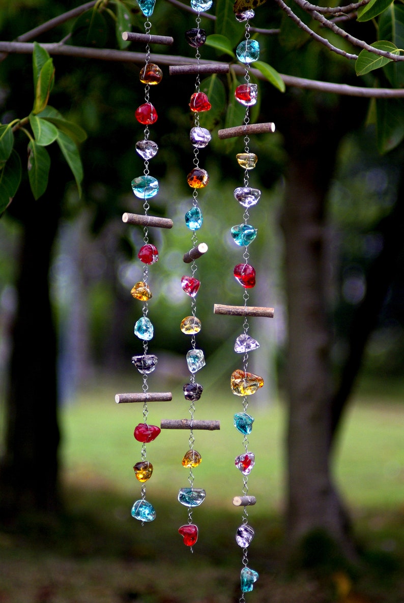 Rain Chains Art Glass Gems Colorful Rainbow Chains - Etsy