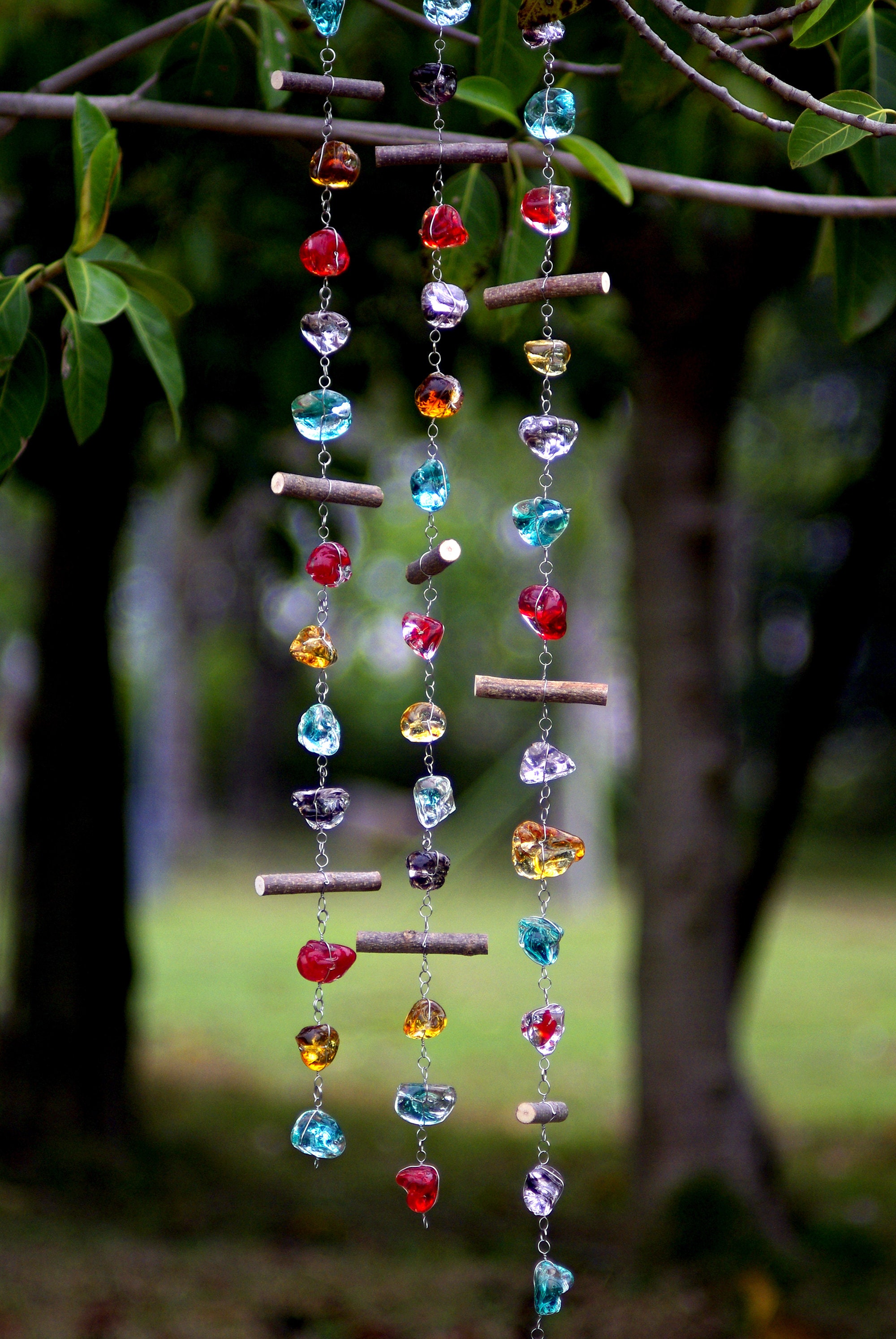 Rain Chains Art Glass Gems Colorful Rainbow Chains - Etsy