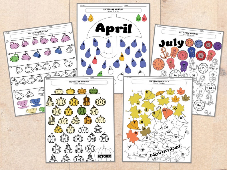 Mood Tracker Bundle Pack Printable, Monthly Mood Tracker, Kid Friendly ...