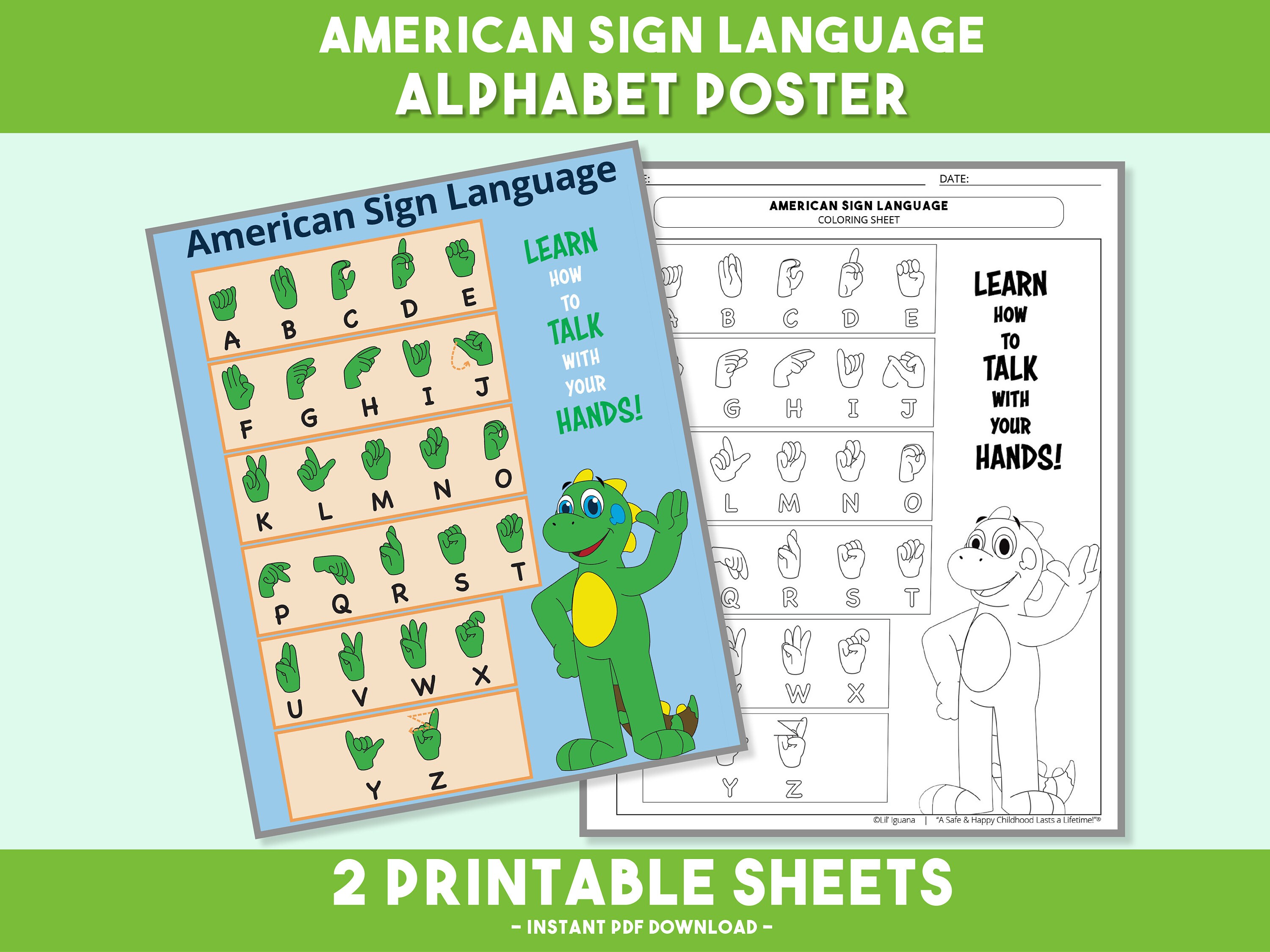 American Sign Language Poster, ASL, English Alphabet Poster ...