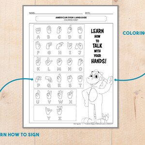 ASL Alphabet Poster, Kids Learning Chart, Coloring Sheet (digital ...