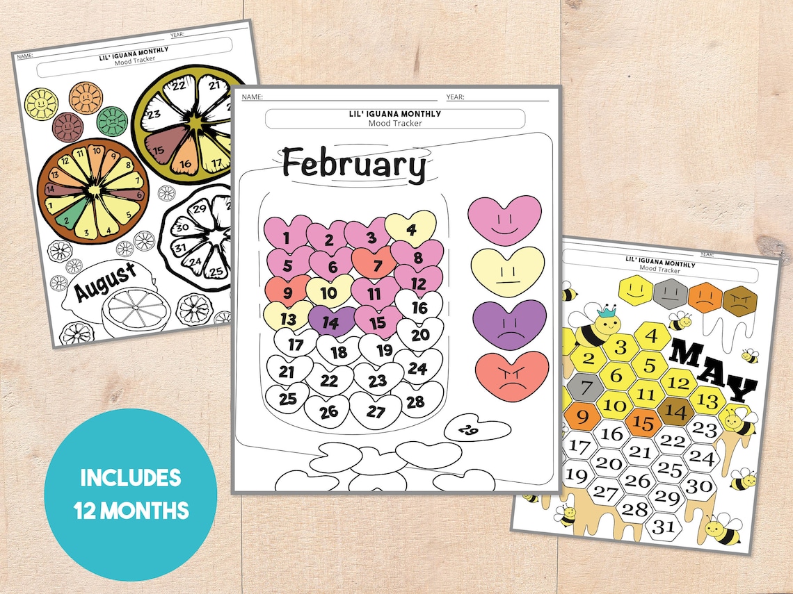 Mood Tracker Bundle Pack Printable, Monthly Mood Tracker, Kid Friendly ...