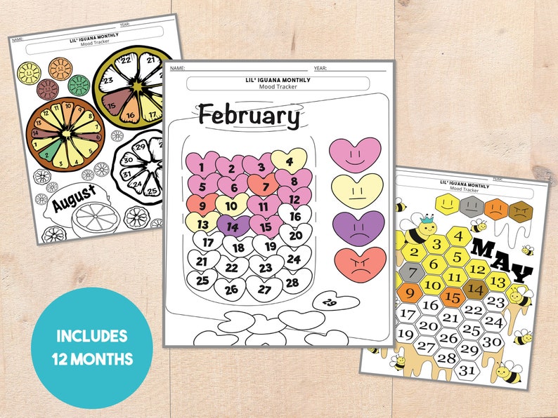 Monthly Mood Tracker Bundle, Kid Friendly Journal (PDF Printable) - Etsy