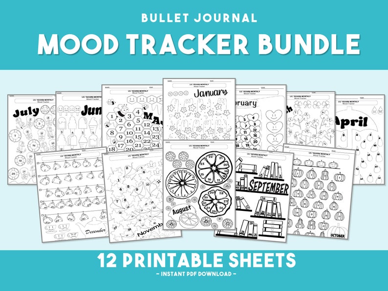 Mood Tracker Bundle Pack Printable, Monthly Mood Tracker, Kid Friendly ...