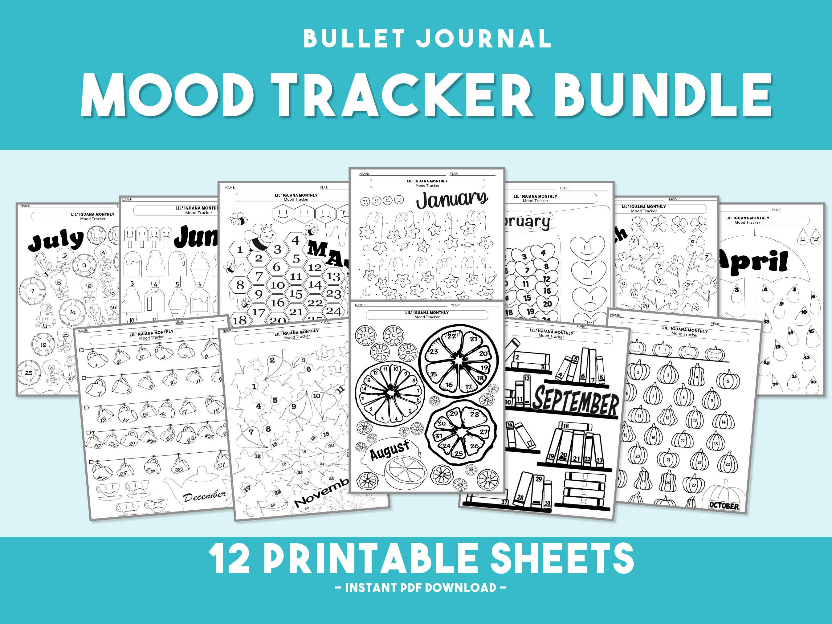 Mood Tracker Bundle Pack Printable, Monthly Mood Tracker, Kid Friendly ...