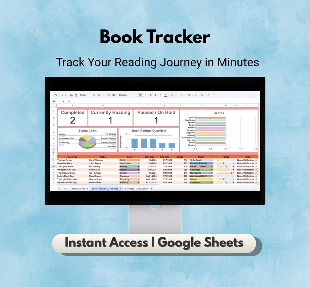 Interactive Book Tracker, Google Sheets Dashboard, Digital Reading Log ...