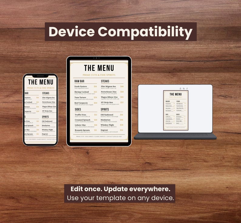 Steakhouse Menu Template Editable | Customizable Menu Design | Canva ...