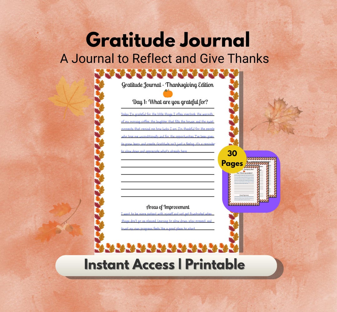 Gratitude Journal – Thanksgiving Edition | 30 Days of Reflection ...