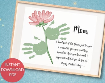 Mother's Day Printable, Handprint Art Craft, Baby Toddlers Kids ...
