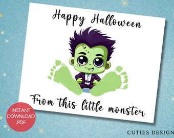 Halloween Gift Printable Craft for Baby Skeleton Footprint Memory ...
