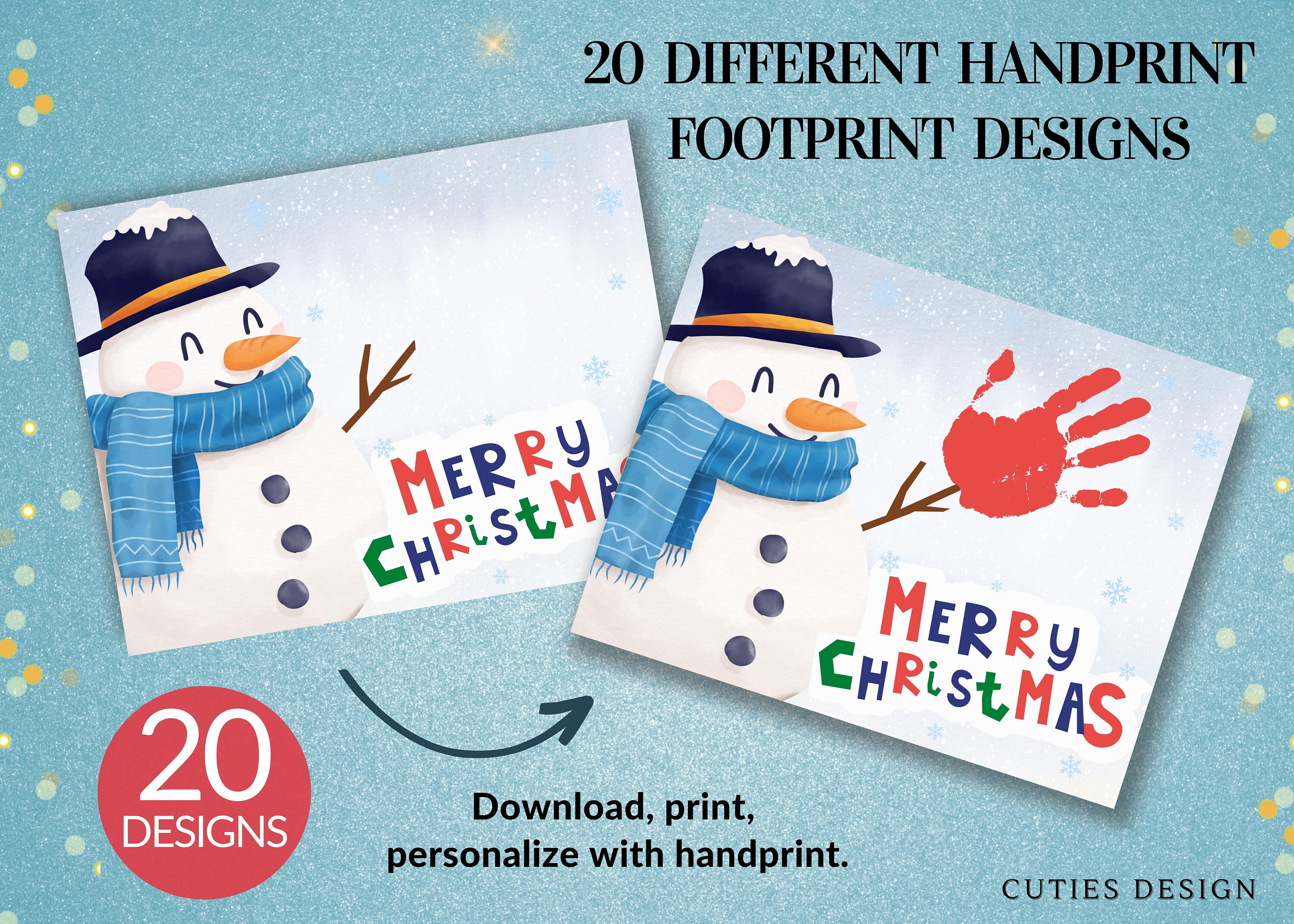 Christmas Handprint and Footprint Craft Bundle, Printable Art for Baby ...