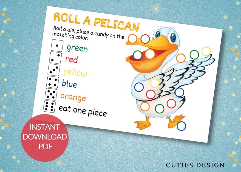 Printable Roll Dice Game, Instant Download Dice Game for Kids and ...