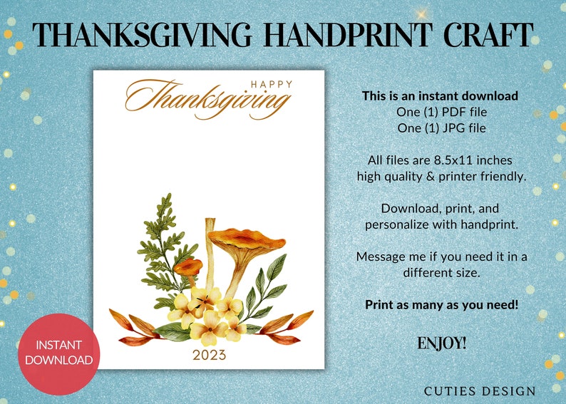 Handprint Art Thanksgiving Printable Craft Memory Keepsake Baby Art Pre ...