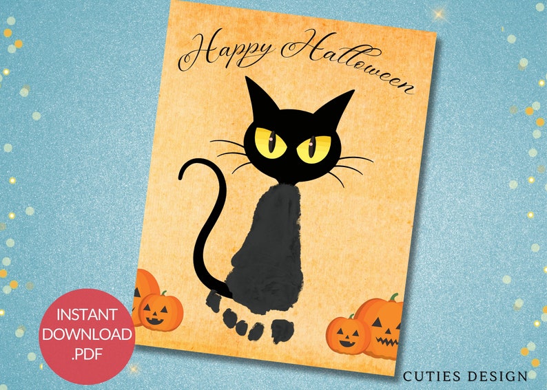 Halloween Printable Craft for Baby Footprint Keepsake Art Craft Teacher ...