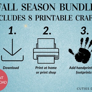 Handprint Art Fall Printable Craft Bundle for Baby Toddler Memory ...