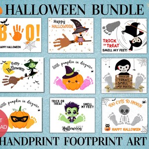 Halloween Handprint Footprint Art Craft Bundle for Kids Toddler Memory ...