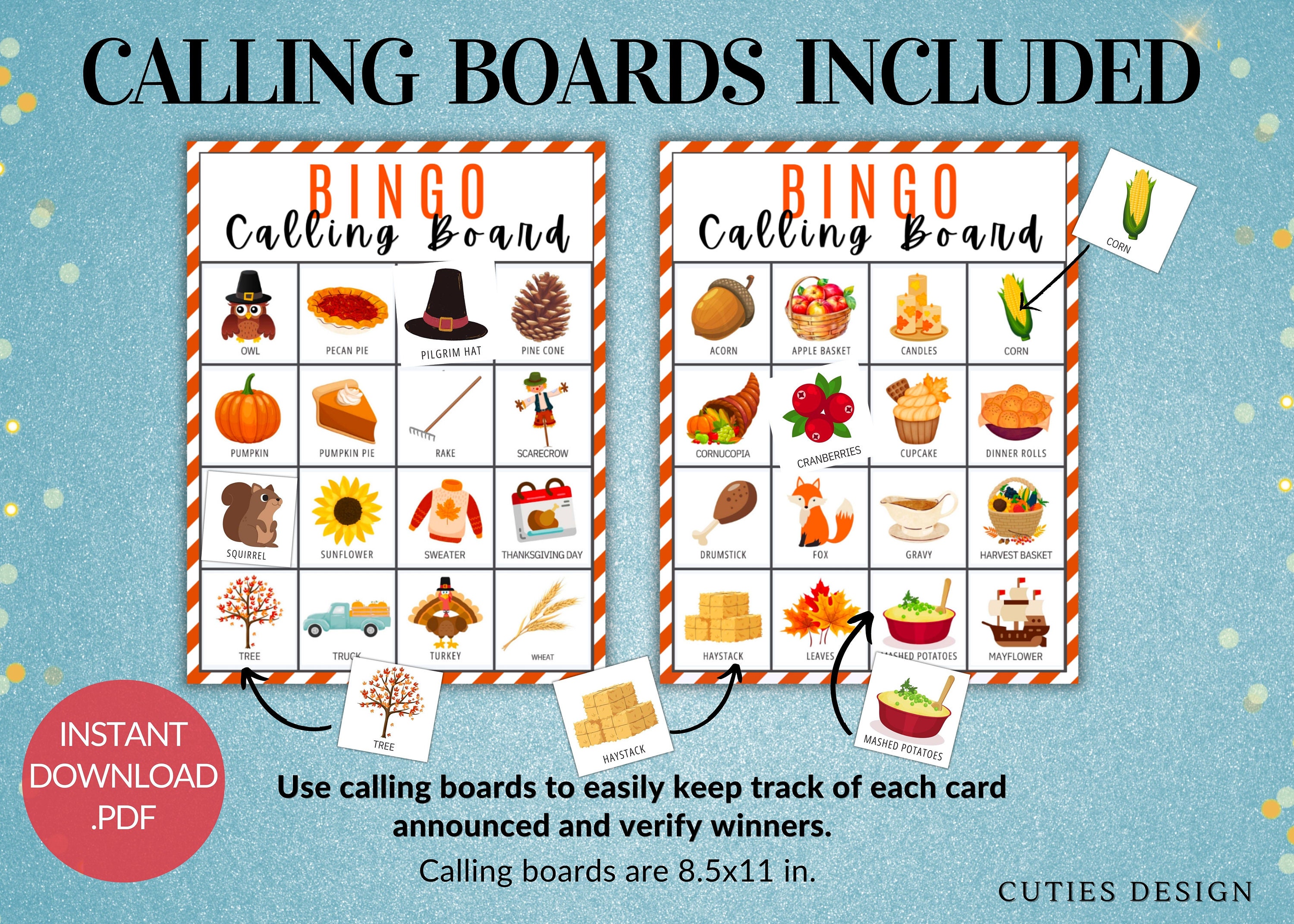 Thanksgiving BINGO 120 Printable Cards Thanksgiving Games for Kids ...