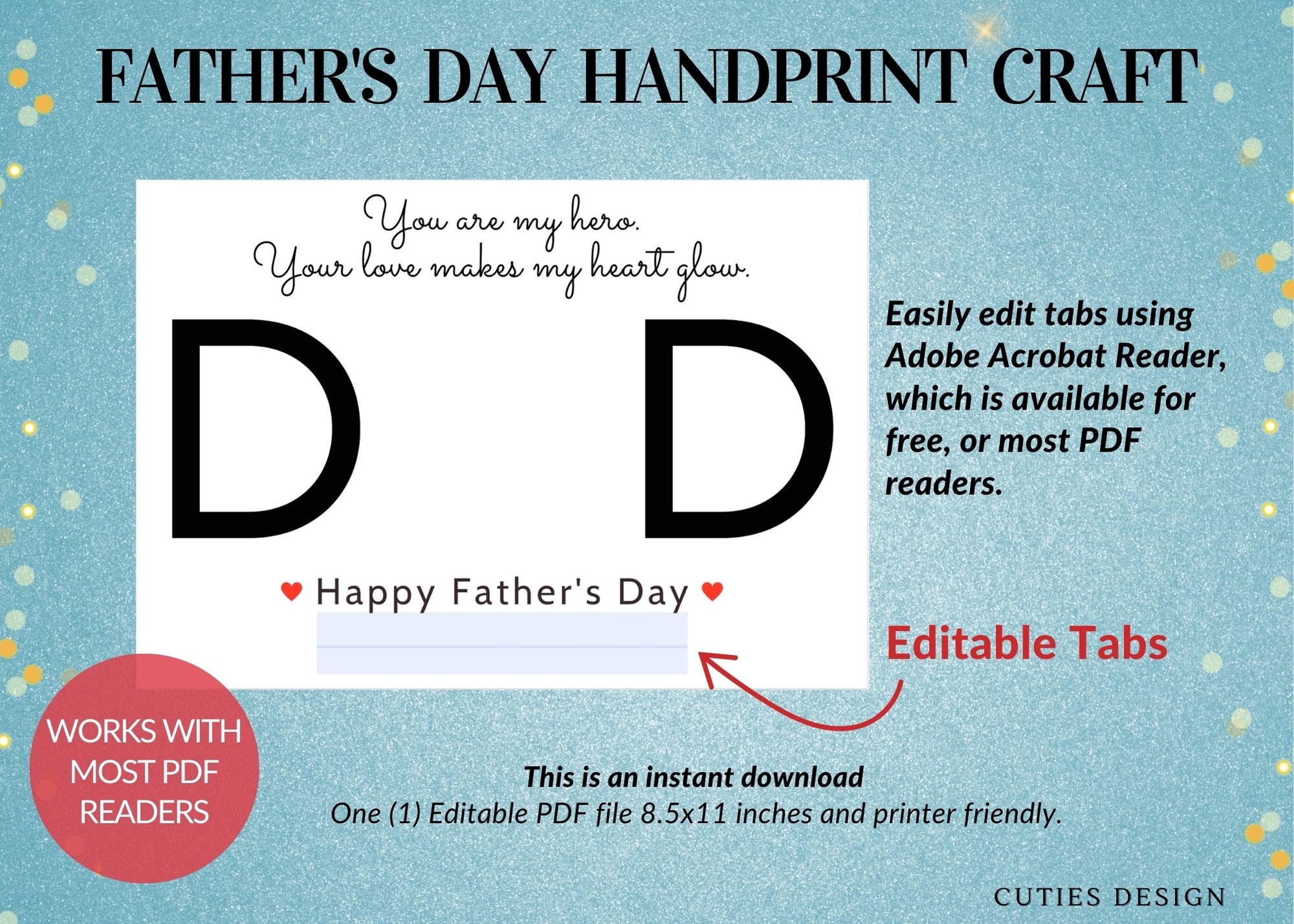 Personalized Father's Day Handprint Baby Keepsake Printable Art Craft ...