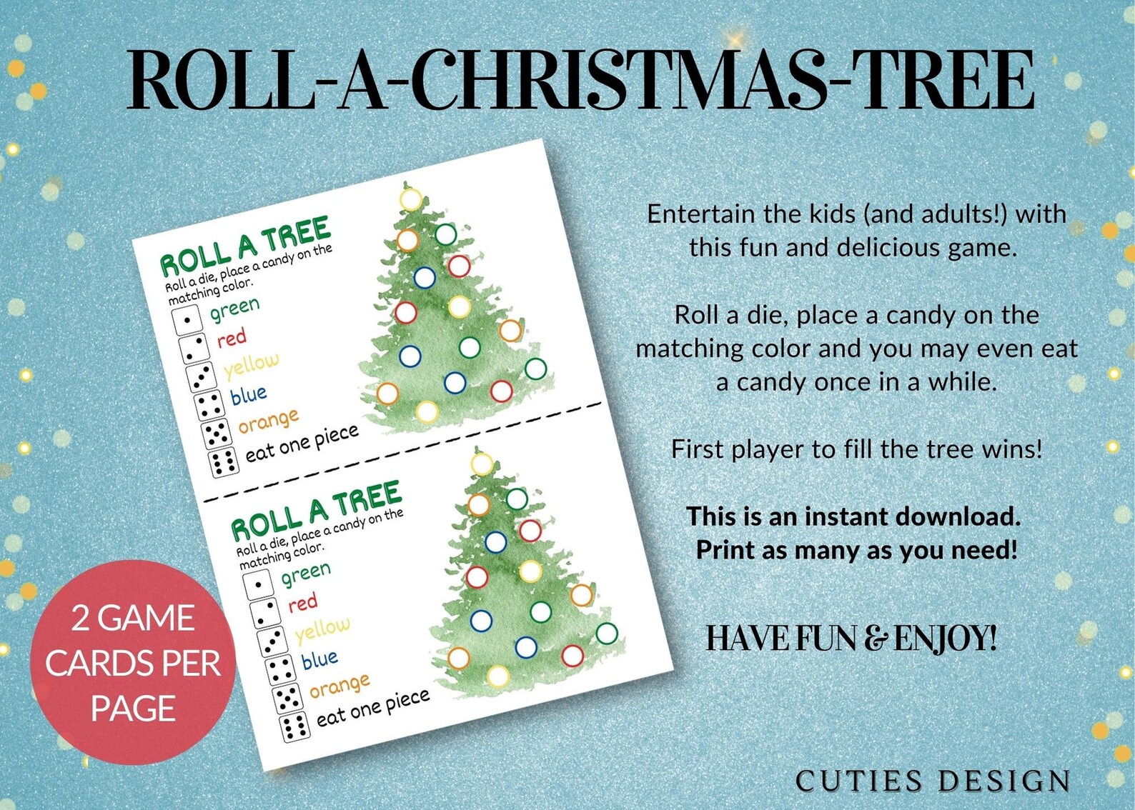 Roll a Christmas Tree Game, Instant Download Christmas Game for Kids ...
