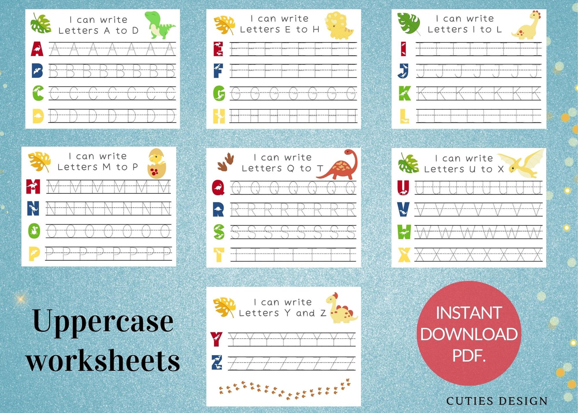 Upper and Lowercase Alphabet Letter Tracing Printable Worksheets for ...