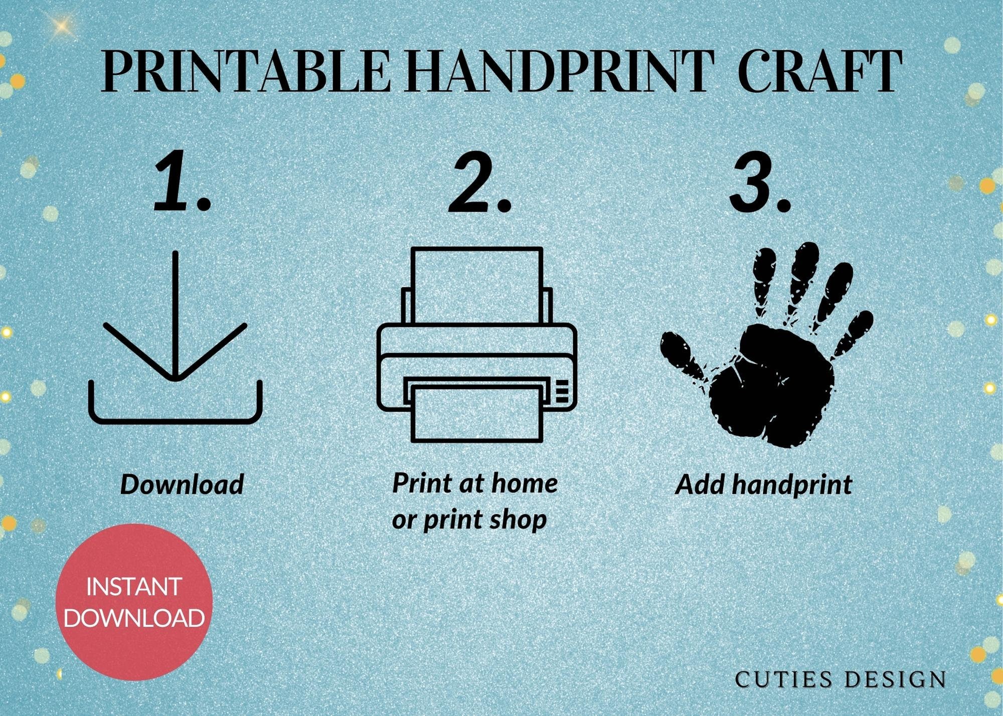 First Day of School Printable Craft for Toddler Handprint Keepsake Art ...