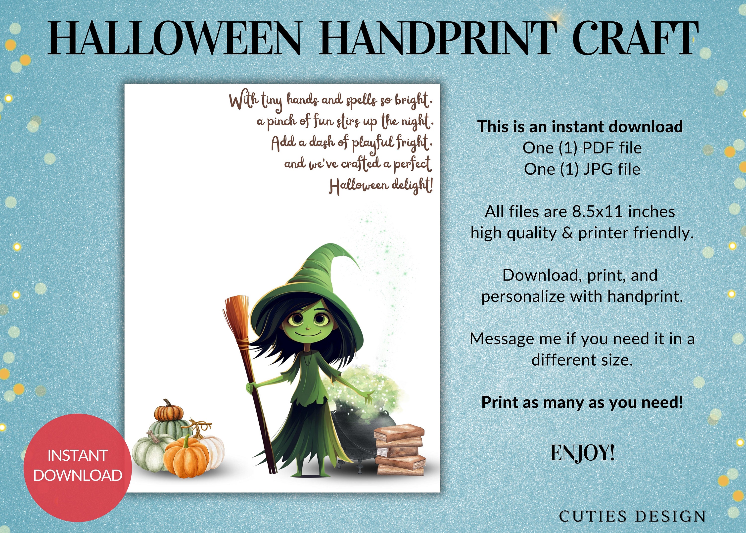 Halloween Handprint Art Printable Craft for Baby Memory Keepsake ...